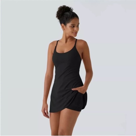 HALARA | Dresses | Halara Black Softlyzero Plush Backless Active Dress ...